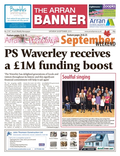 Arran Banner Magazine - 28th September 2019 Back Issue