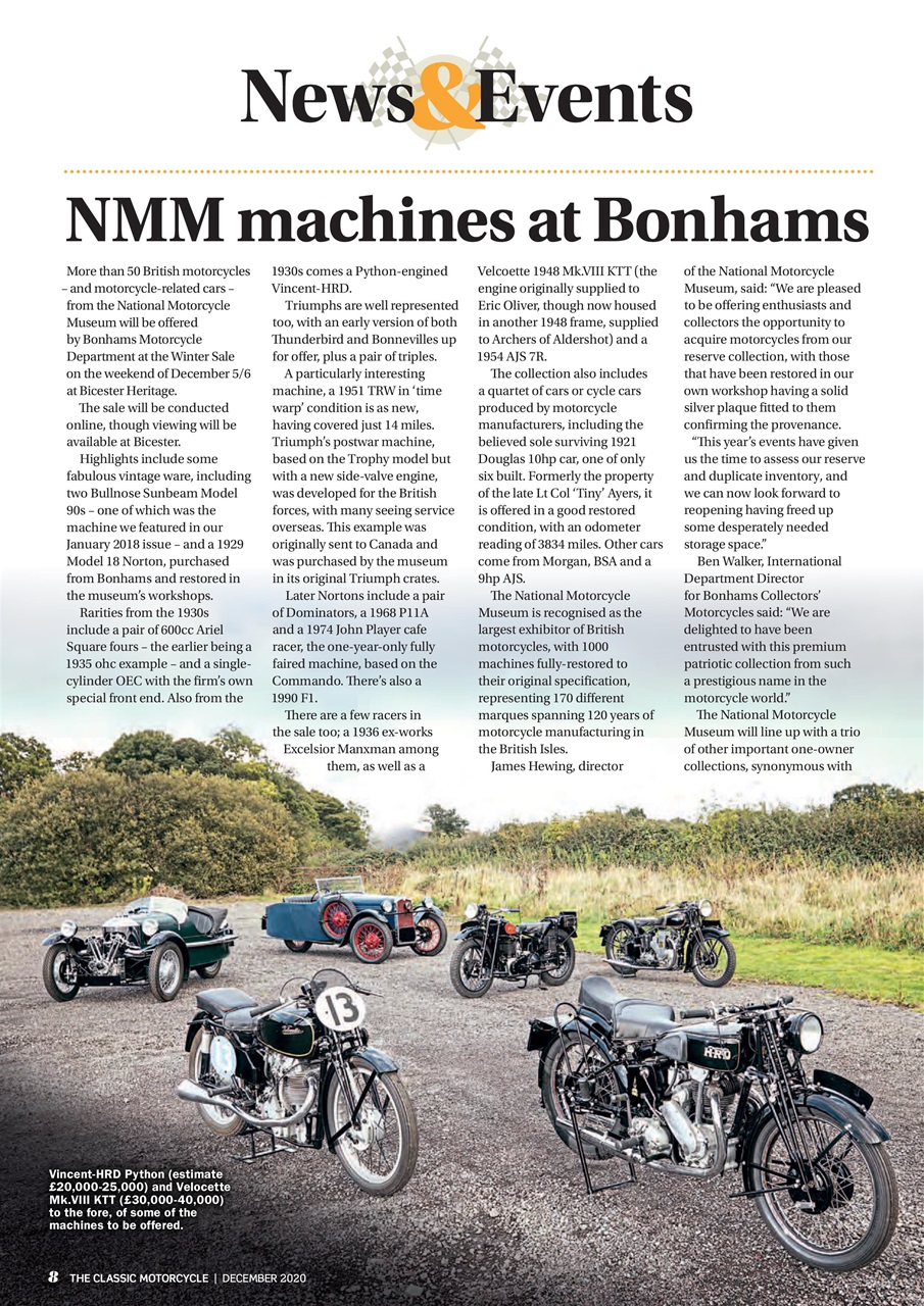 The Classic MotorCycle Magazine - 47-12 - December 2020 Back Issue