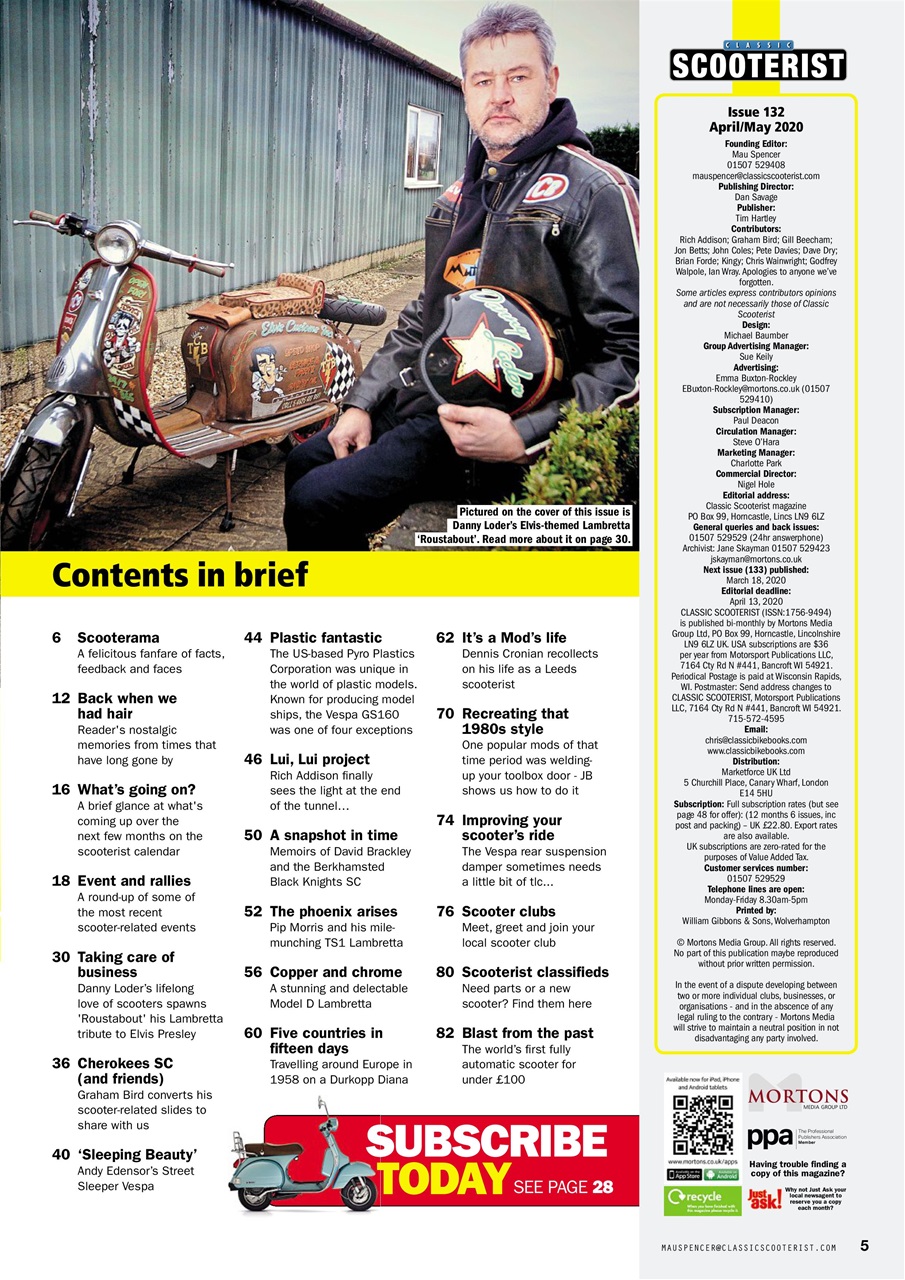 Classic Scooterist Magazine Subscriptions and 132 - April/May Issue ...