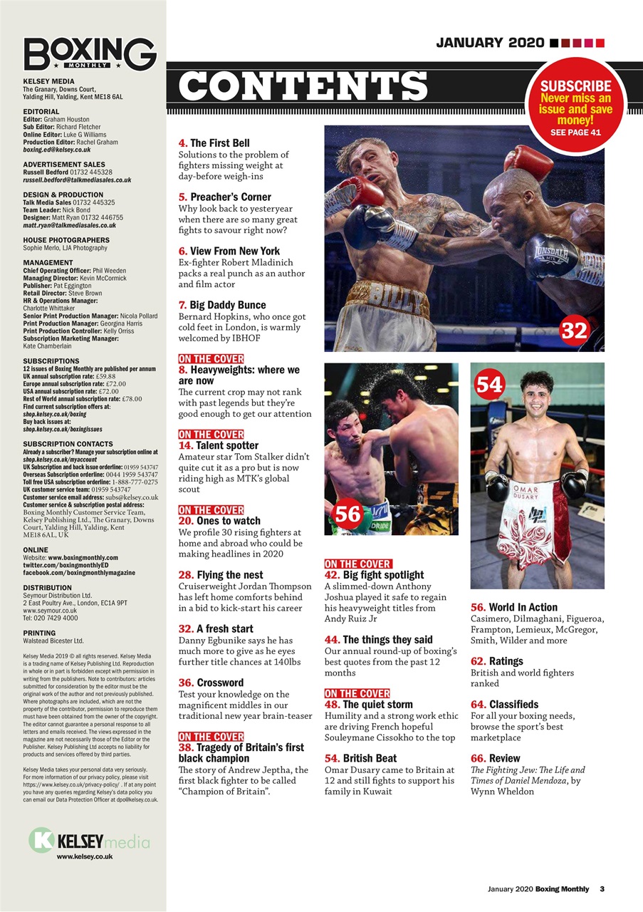 Boxing Monthly Magazine - January 2020 Back Issue