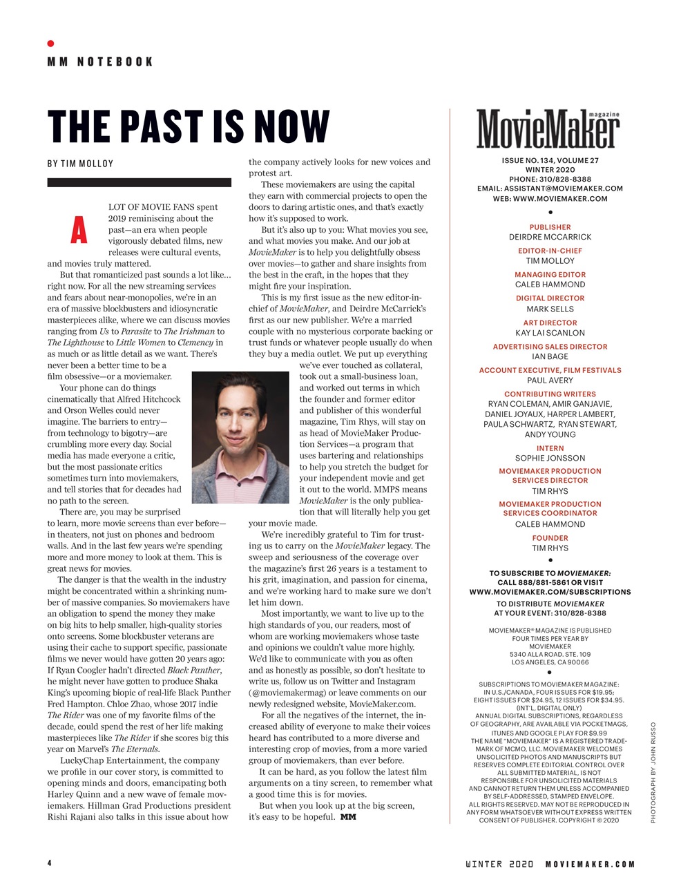 MovieMaker Magazine - Issue 134 / Winter 2020 Back Issue