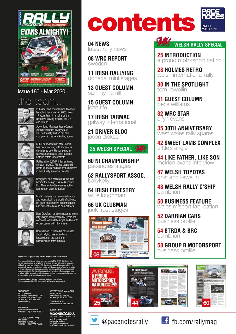 Pacenotes Rally magazine - Issue 186 - Mar 2020 Back Issue