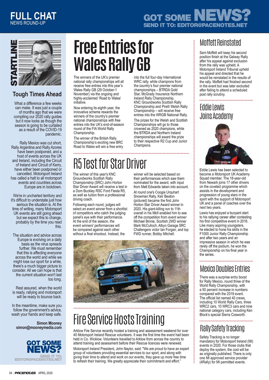 Pacenotes Rally magazine - Issue 187 - Apr 2020 Back Issue