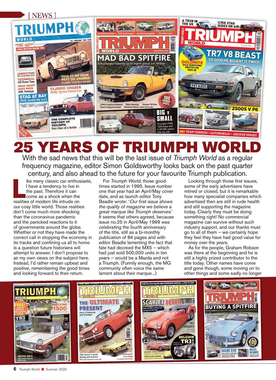 Triumph World Magazine Subscriptions and Summer 2020 Issue