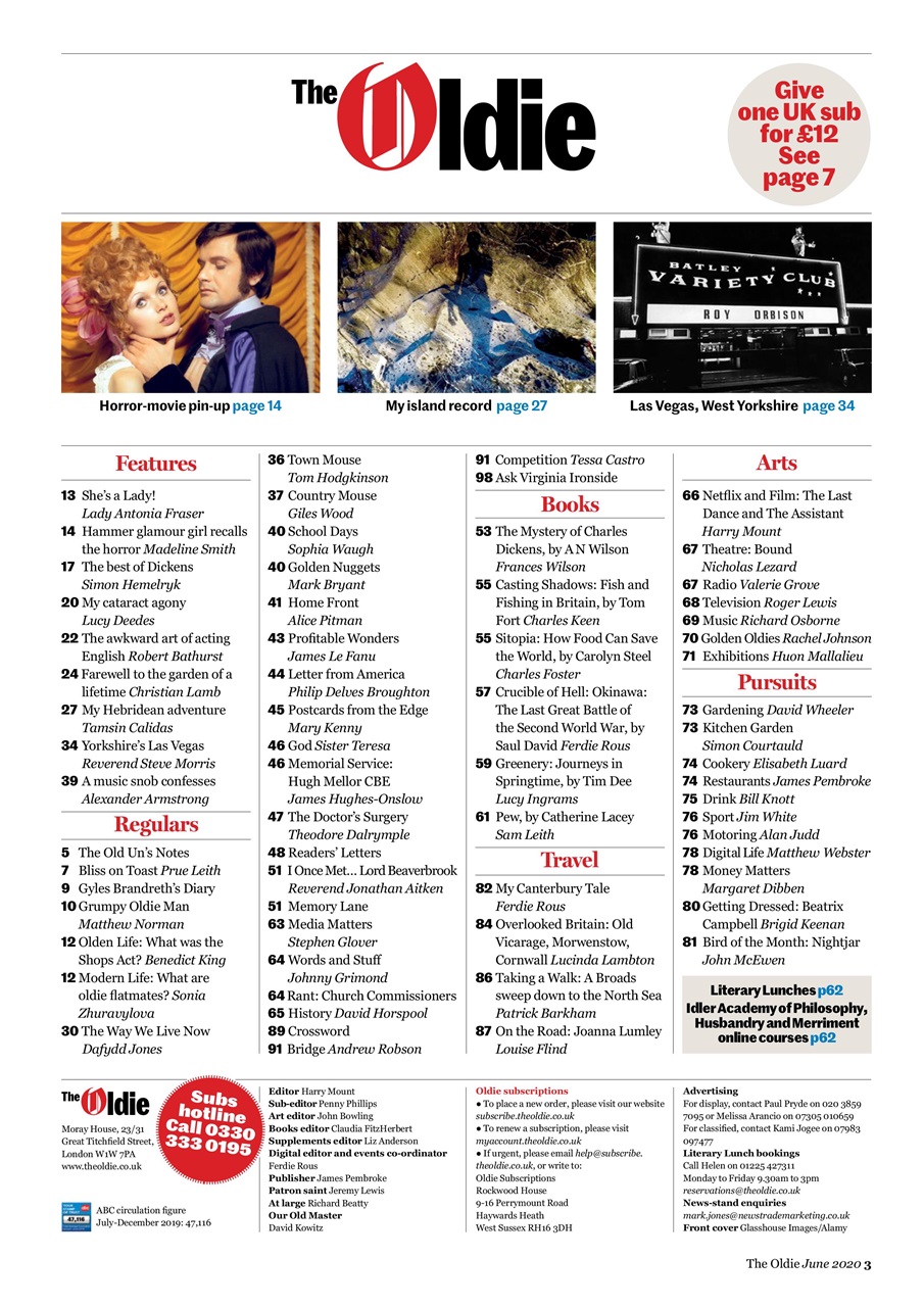 The Oldie Magazine - June 2020 Subscriptions | Pocketmags