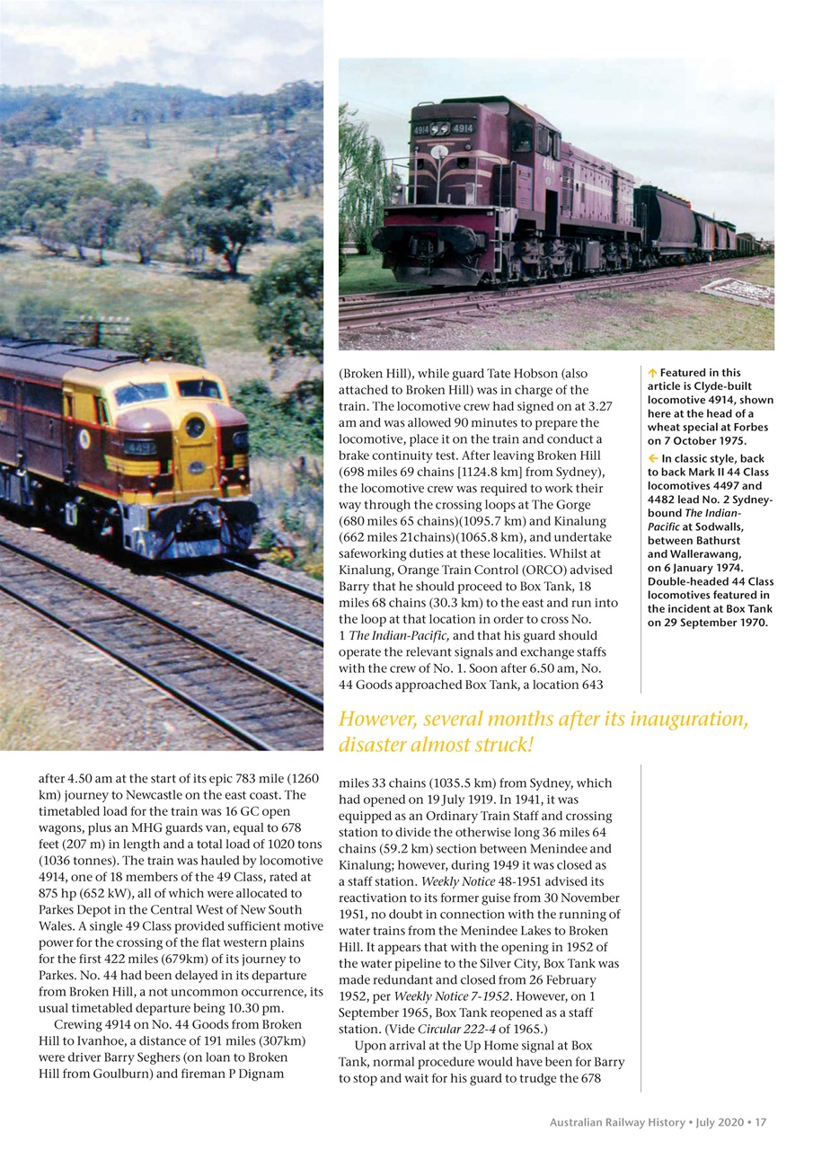 Australian Railway History Magazine July 2020 Back Issue