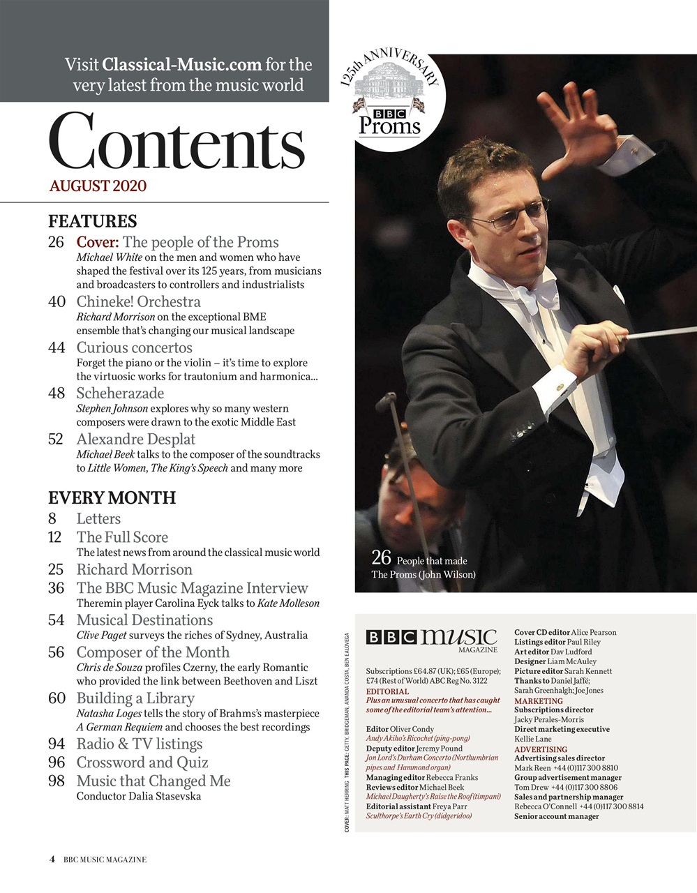 BBC Music Magazine - August 2020 Subscriptions | Pocketmags