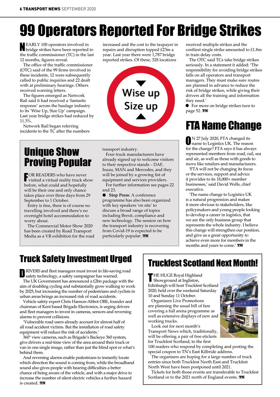 Transport News Magazine - September 2020 Subscriptions | Pocketmags