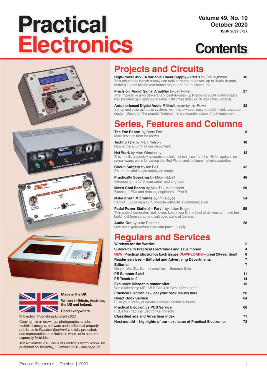 Practical Electronics Magazine - Oct-20 Back Issue