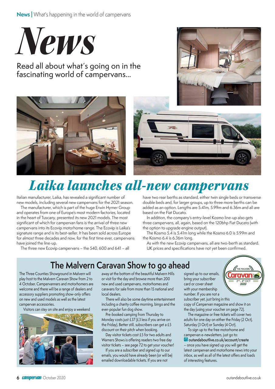 Campervan Magazine - Tranquil travels - October 2020 Back Issue