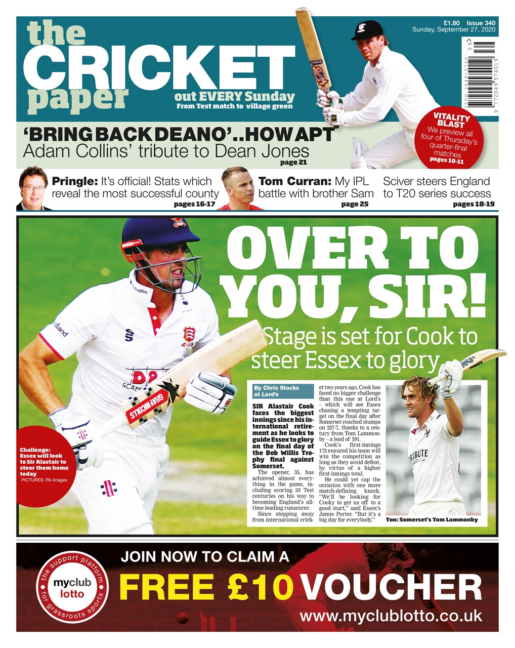 The Cricket Paper - 27th Sep 2020 Subscriptions | Pocketmags