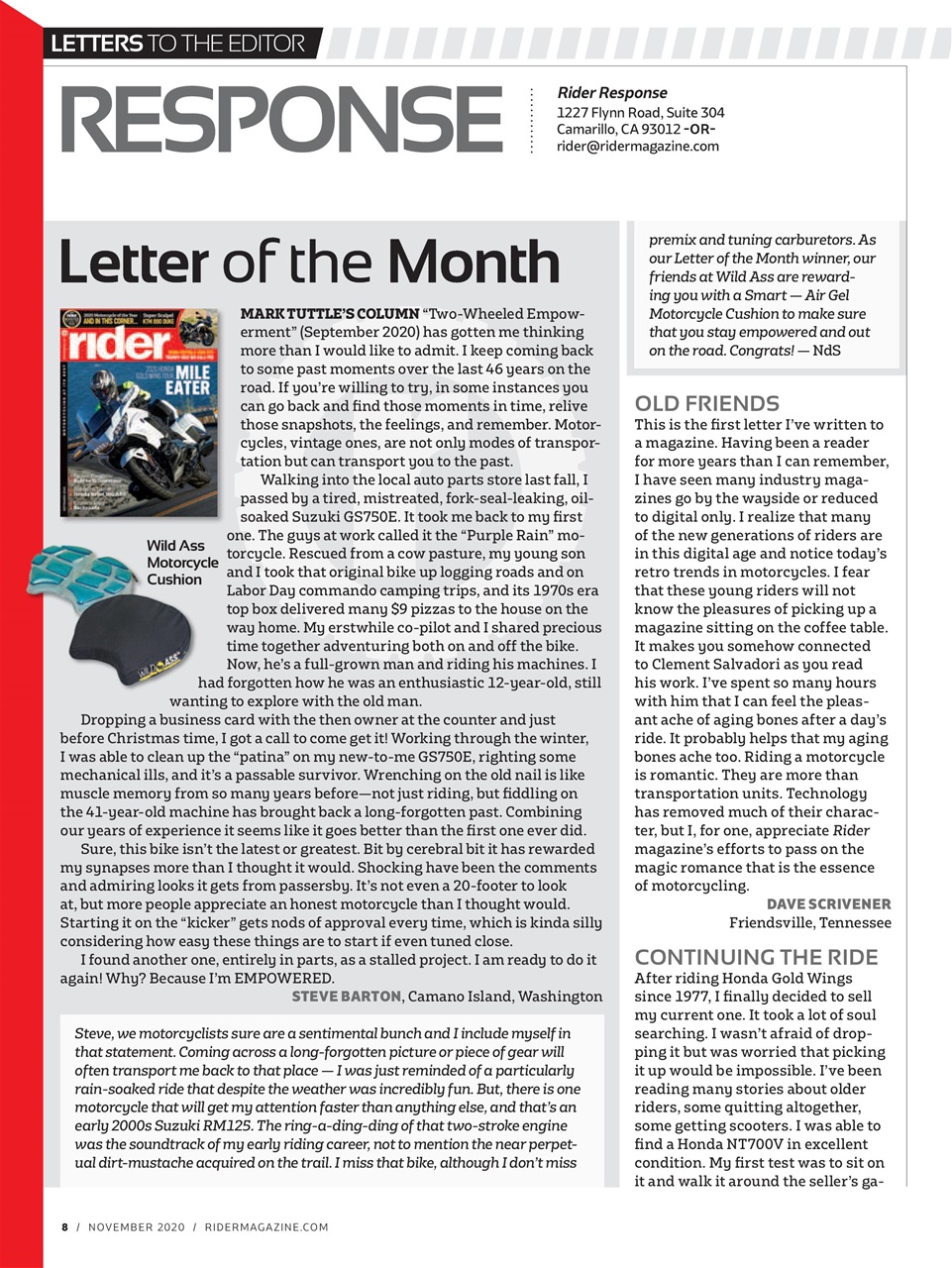 Rider Magazine - November 2020 Zurück Ausgabe