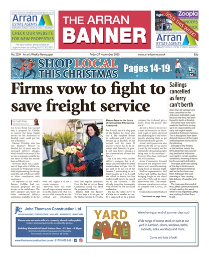 Arran Banner Magazine - 27/11/20 Back Issue