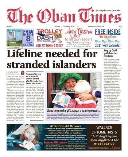 The Oban Times & Lochaber Times Magazine - 17th December 2020 Back Issue