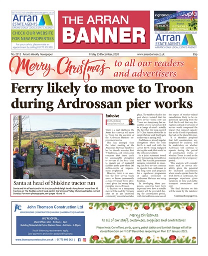 Arran Banner Magazine - 25/12/2020 Back Issue