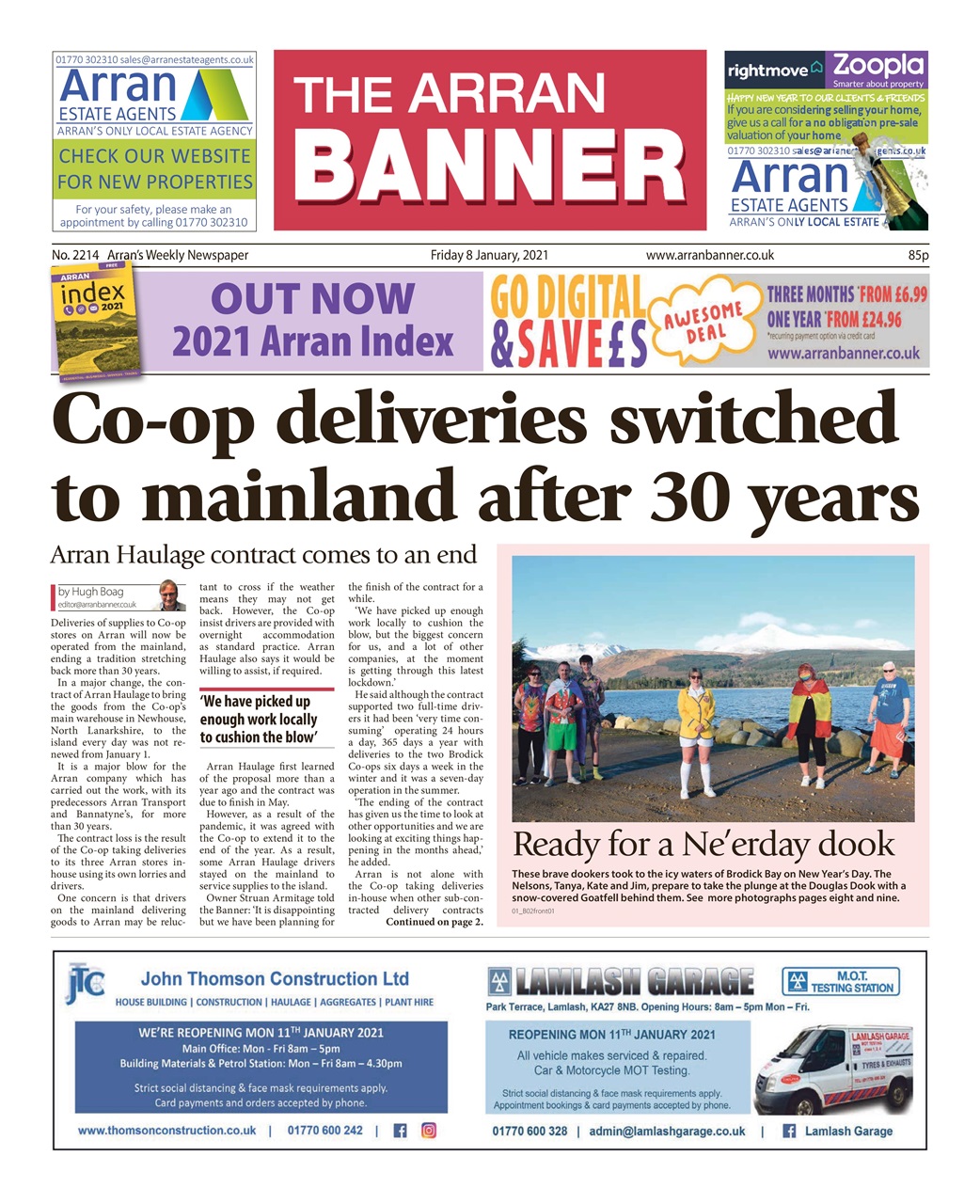 Arran Banner Magazine - 08 Jan 2021 Back Issue