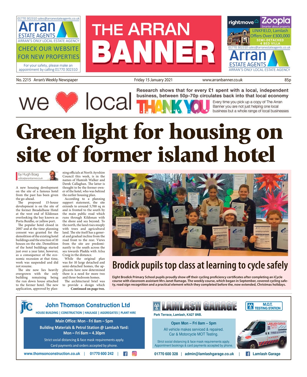 Arran Banner Magazine - 15/01/21 Back Issue