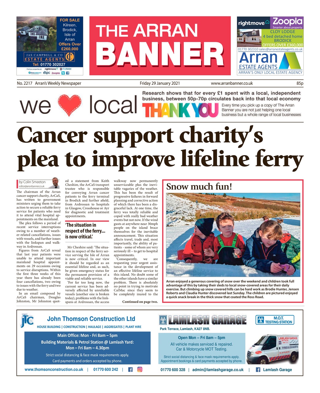 Arran Banner Magazine - 29 Jan 2021 Back Issue
