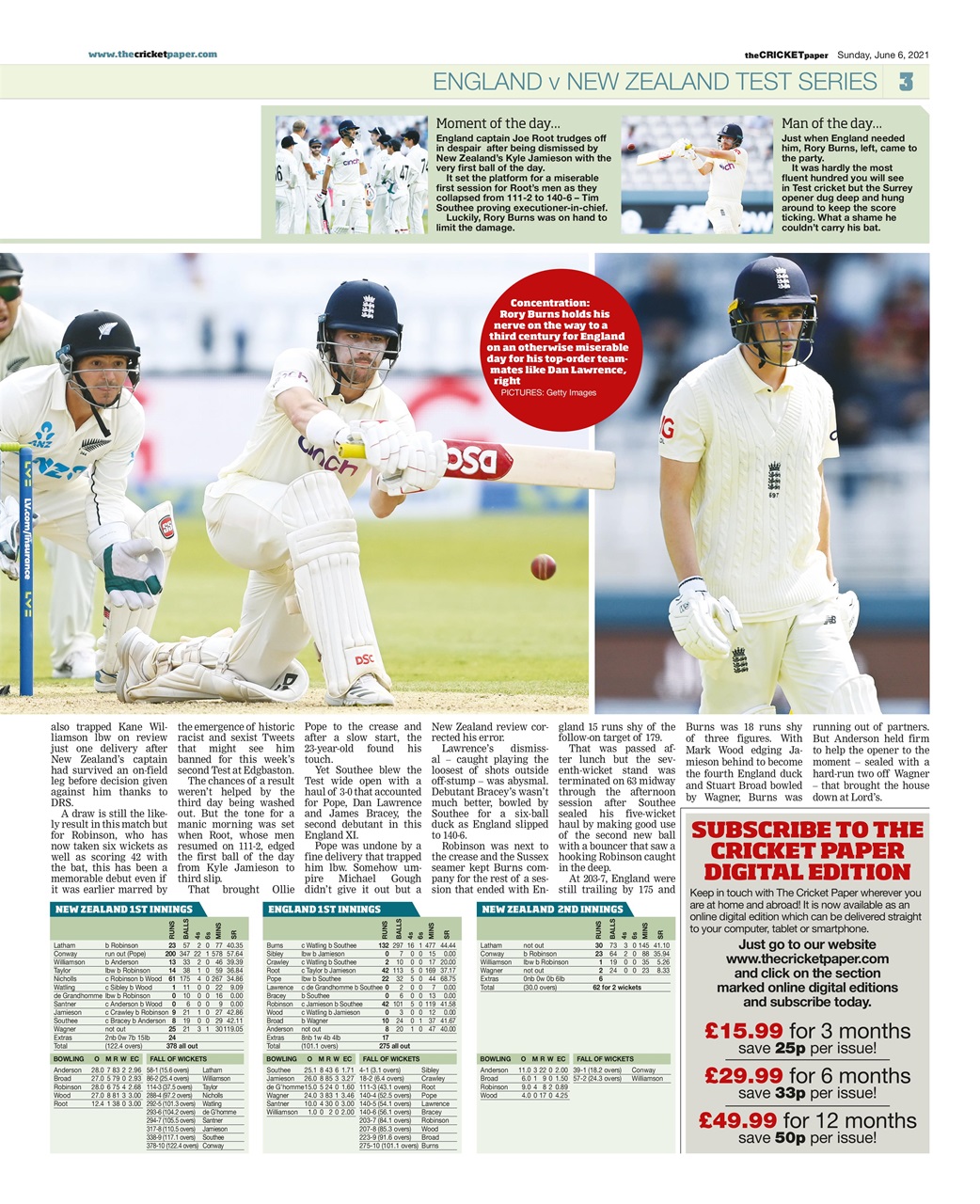 The Cricket Paper Magazine - 6th June 2021 Back Issue