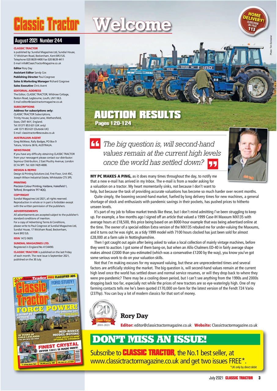 Classic Tractor Magazine - August 2021 Back Issue
