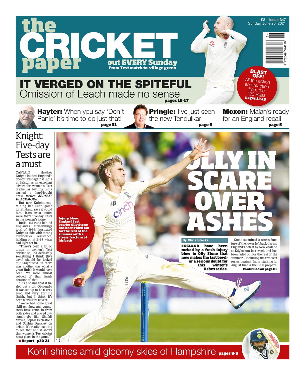The Cricket Paper Magazine - 20th June 2021 Back Issue