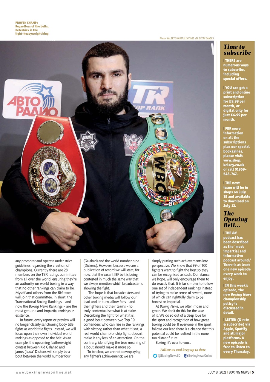Boxing News Magazine - July 8 2021 Subscriptions | Pocketmags