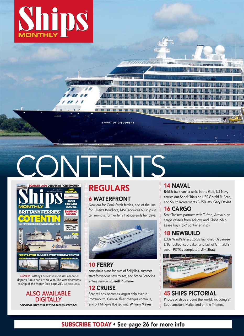 Ships Monthly Magazine - Aug-21 Subscriptions | Pocketmags