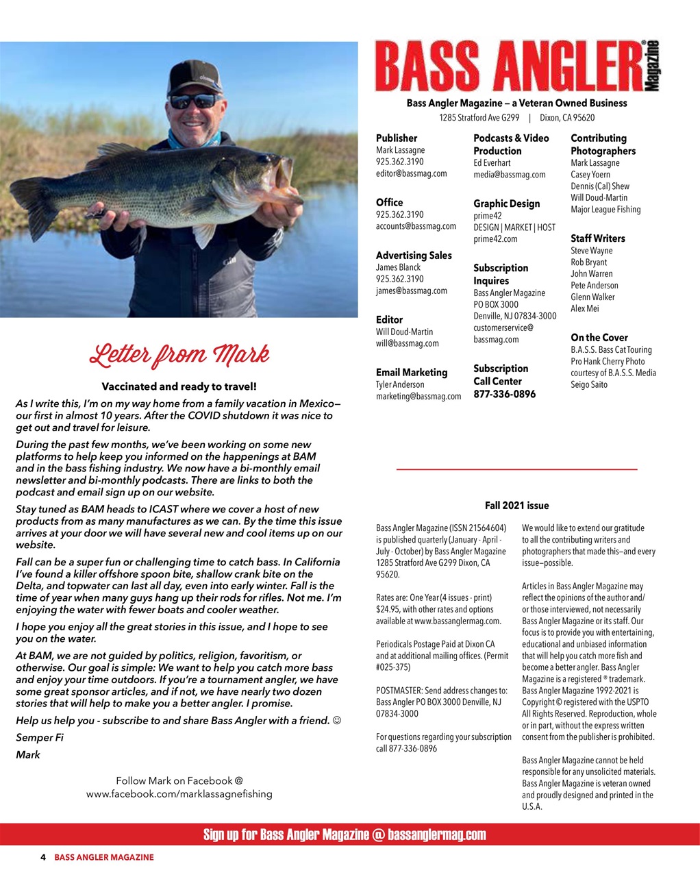BASS ANGLER MAGAZINE - Fall 2021 Back Issue