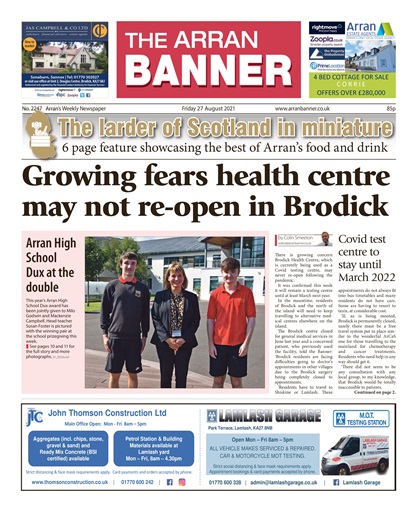 Arran Banner Magazine - 27 Aug 2021 Back Issue