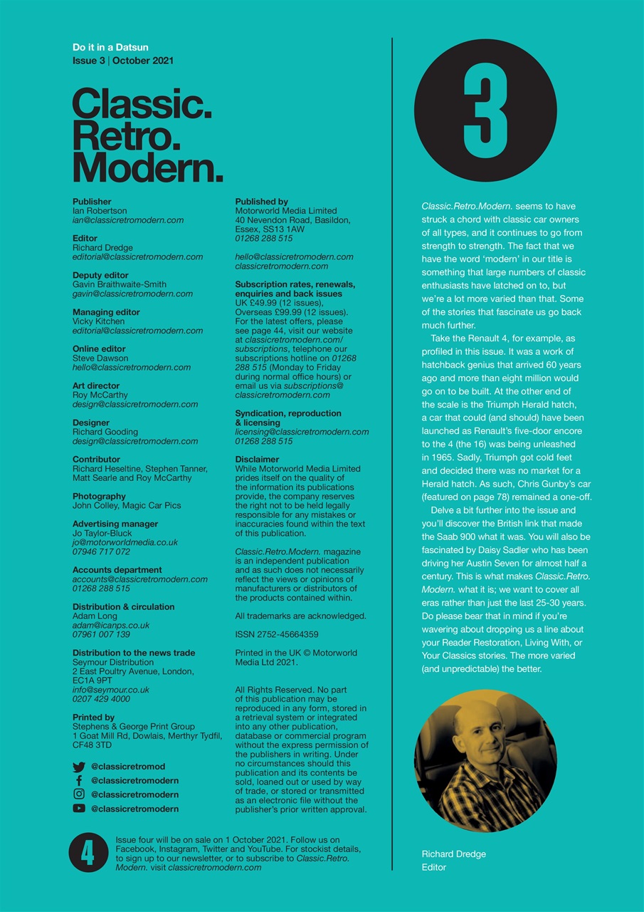 Classic.Retro.Modern. Magazine - October 2021 Subscriptions | Pocketmags