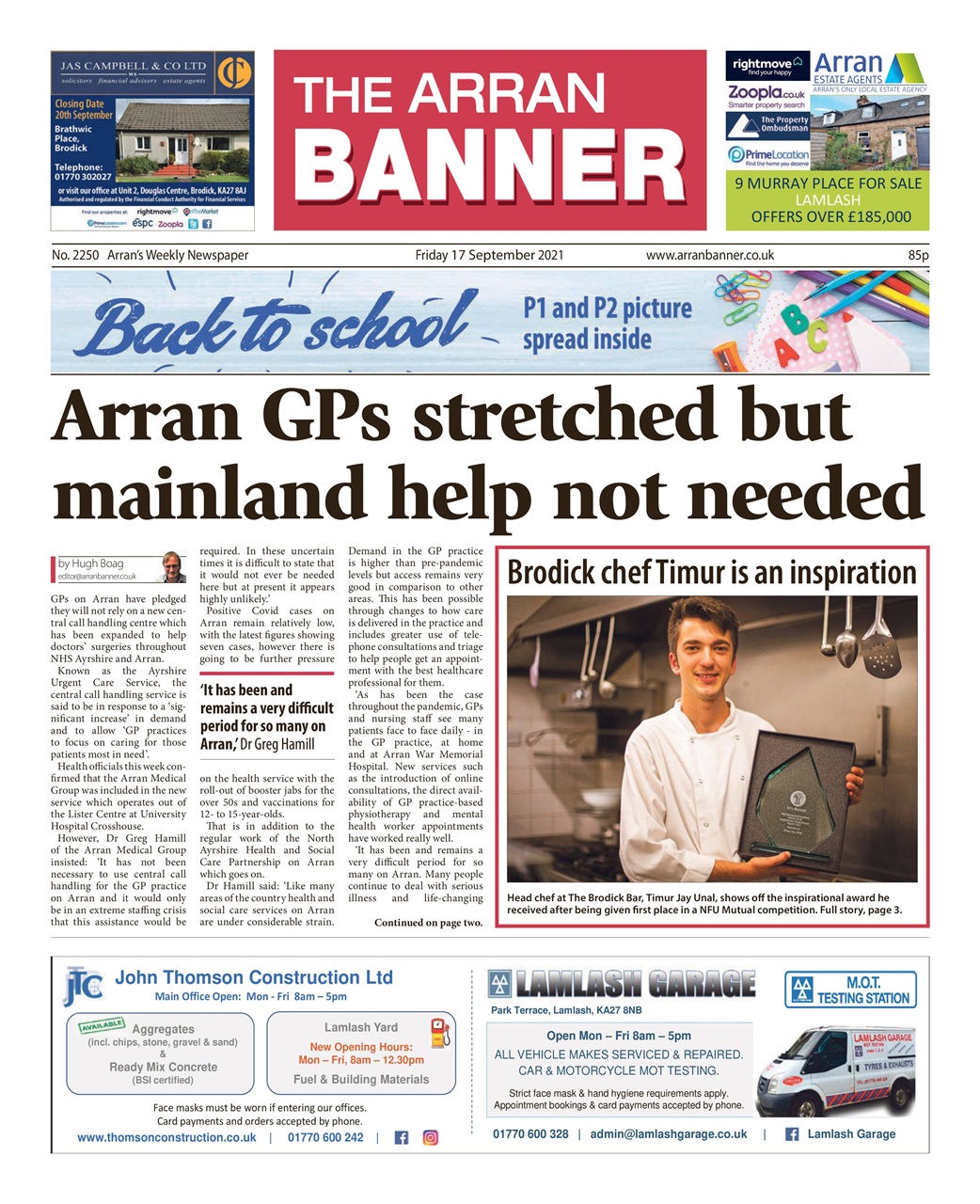 Arran Banner Magazine - 17 Sep 2021 Back Issue