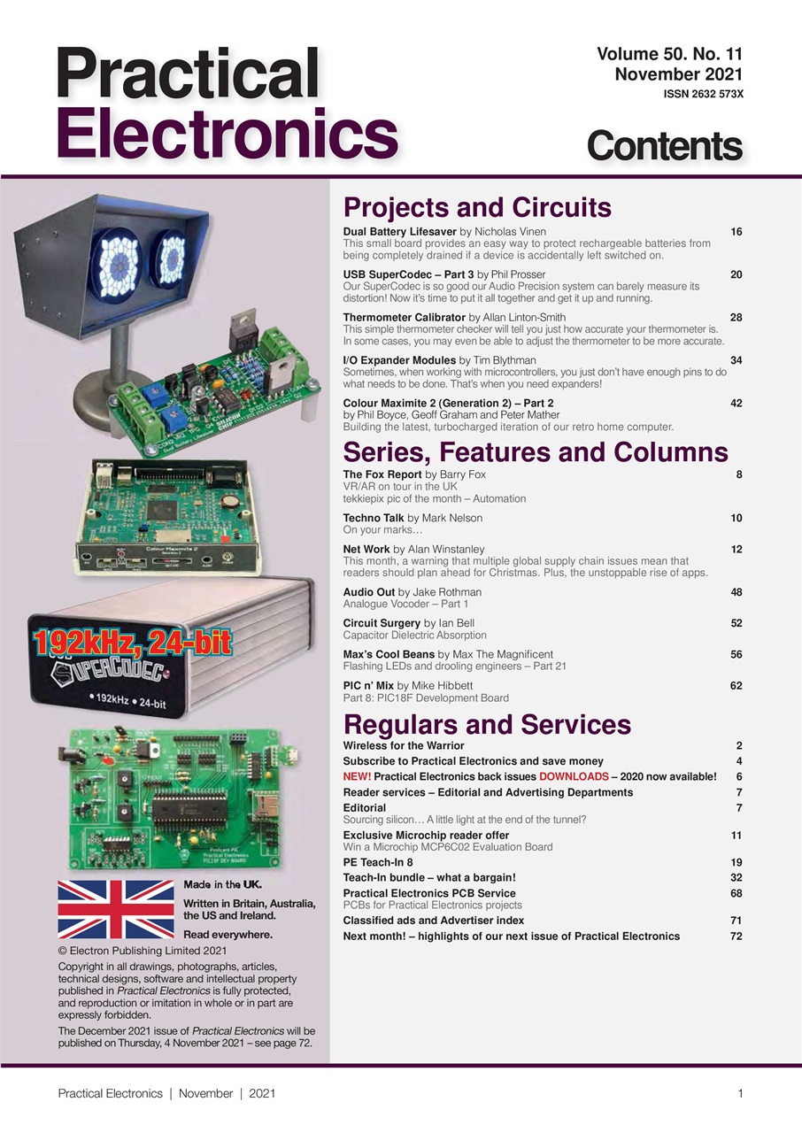 Practical Electronics Magazine - Nov-21 Back Issue