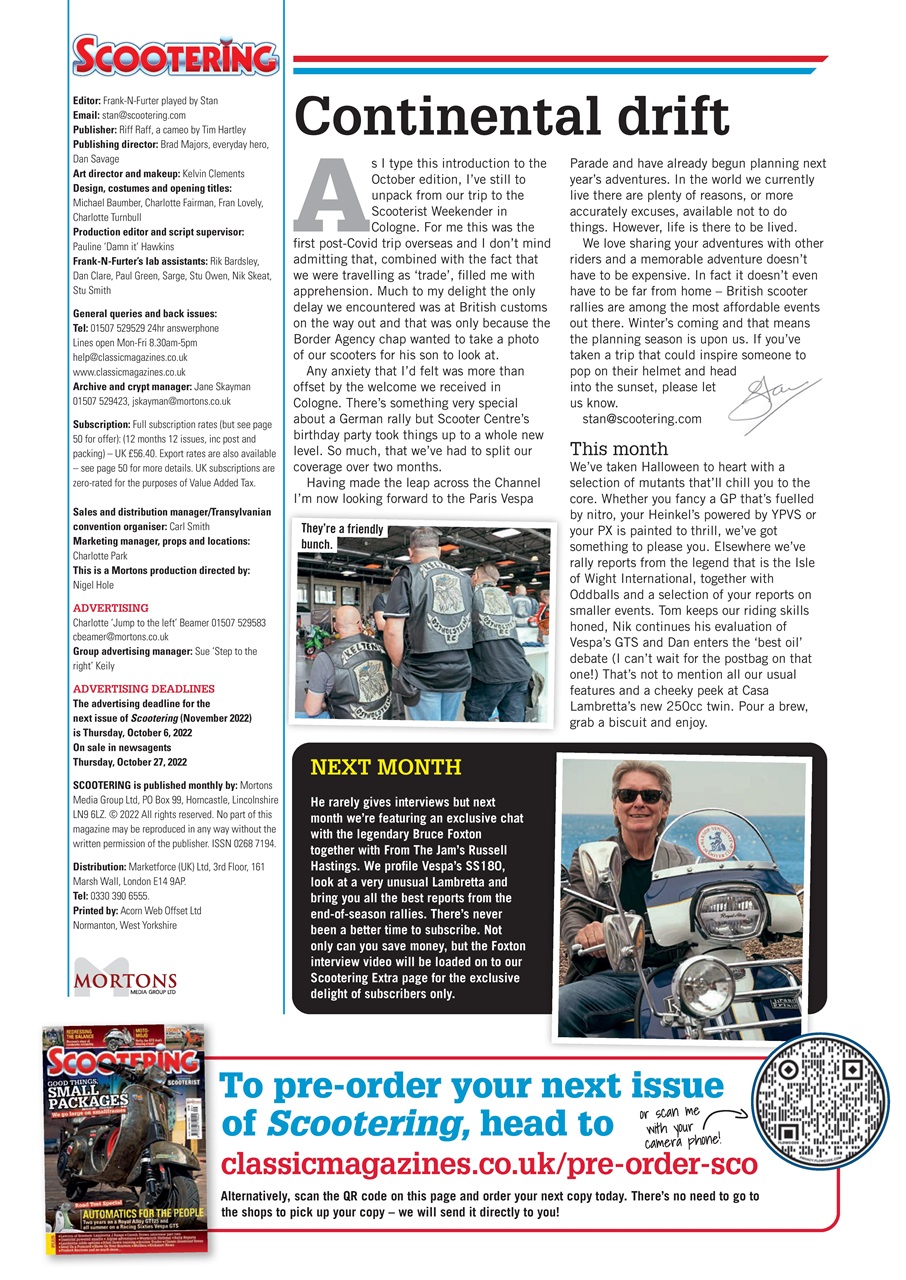 Scootering Magazine - October 2022 Subscriptions | Pocketmags