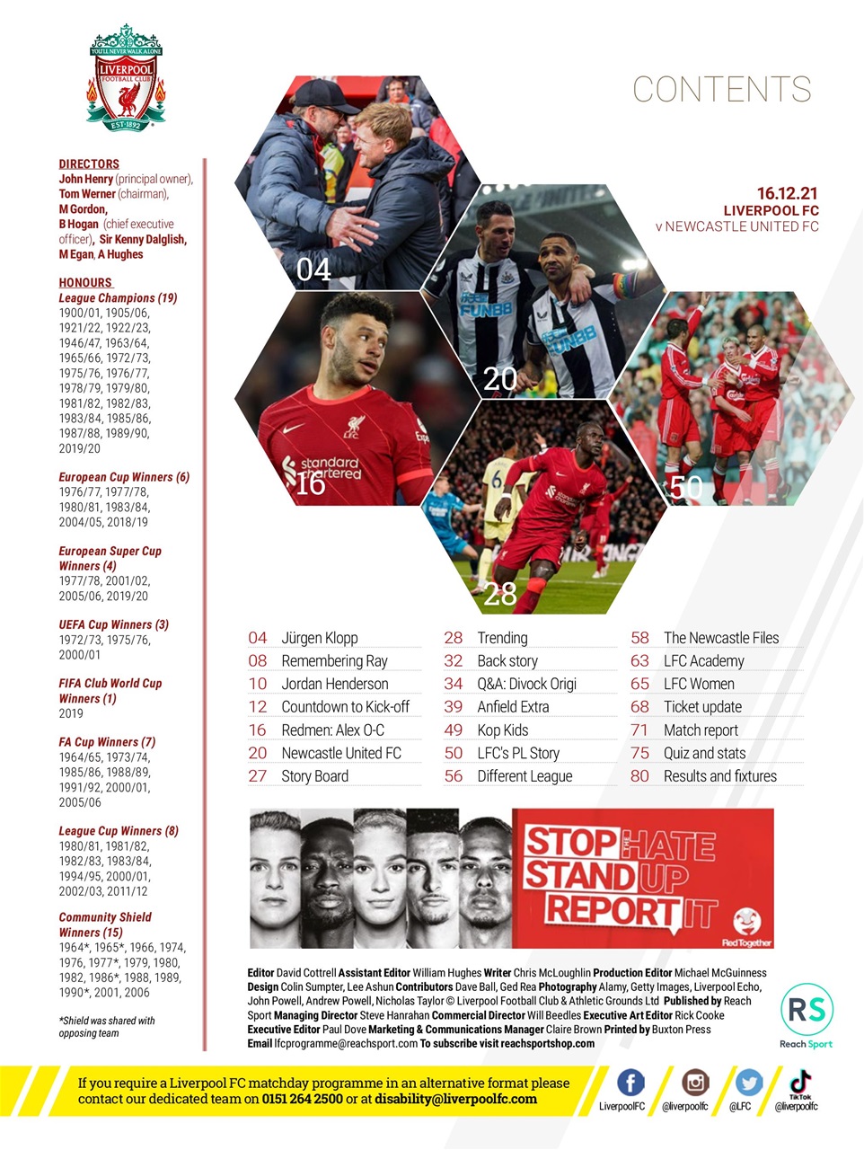 Liverpool FC Programmes - vs Newcastle United 21/22 Back Issue