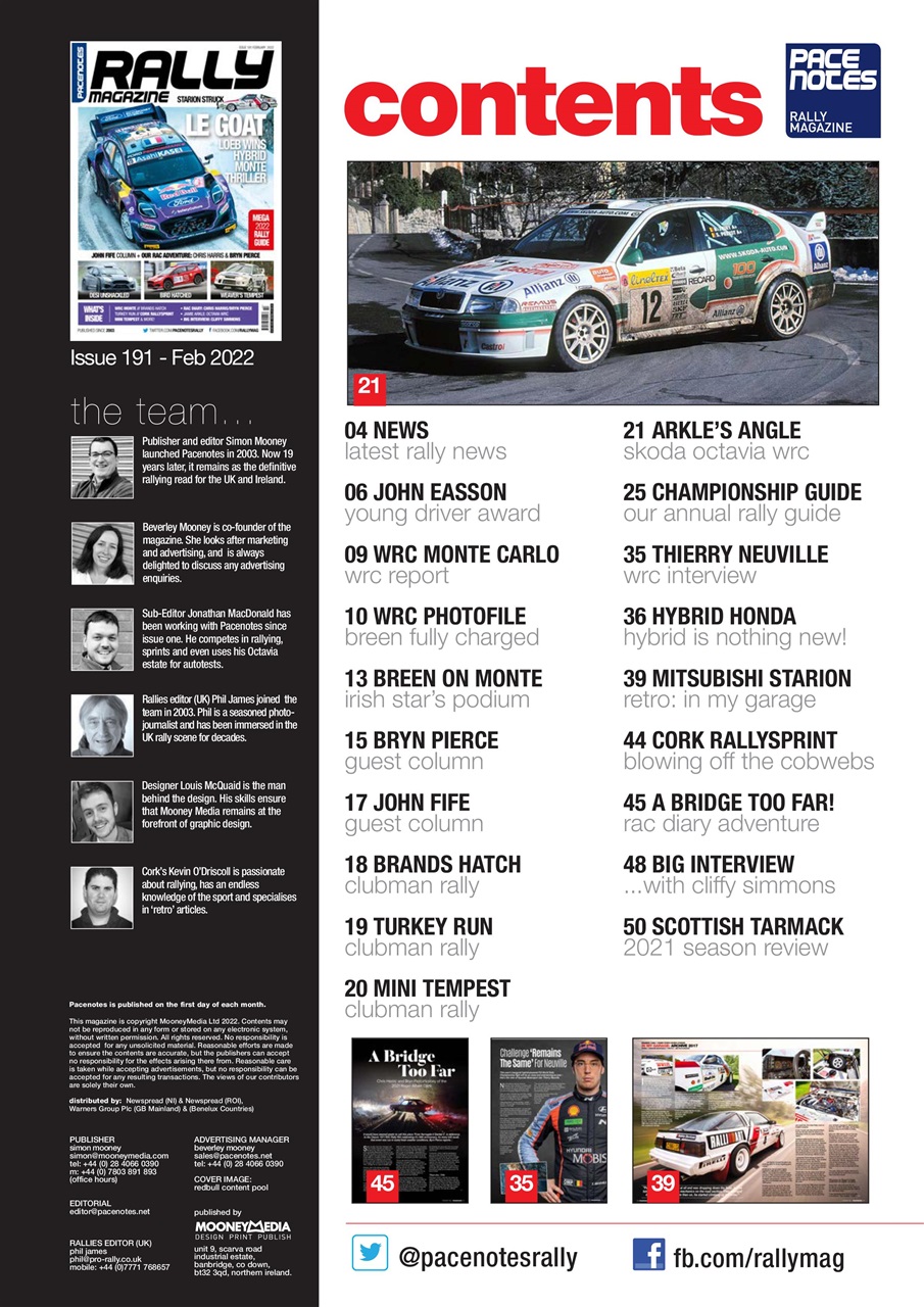 Pacenotes Rally magazine - Issue 191 - Feb 2022 Back Issue