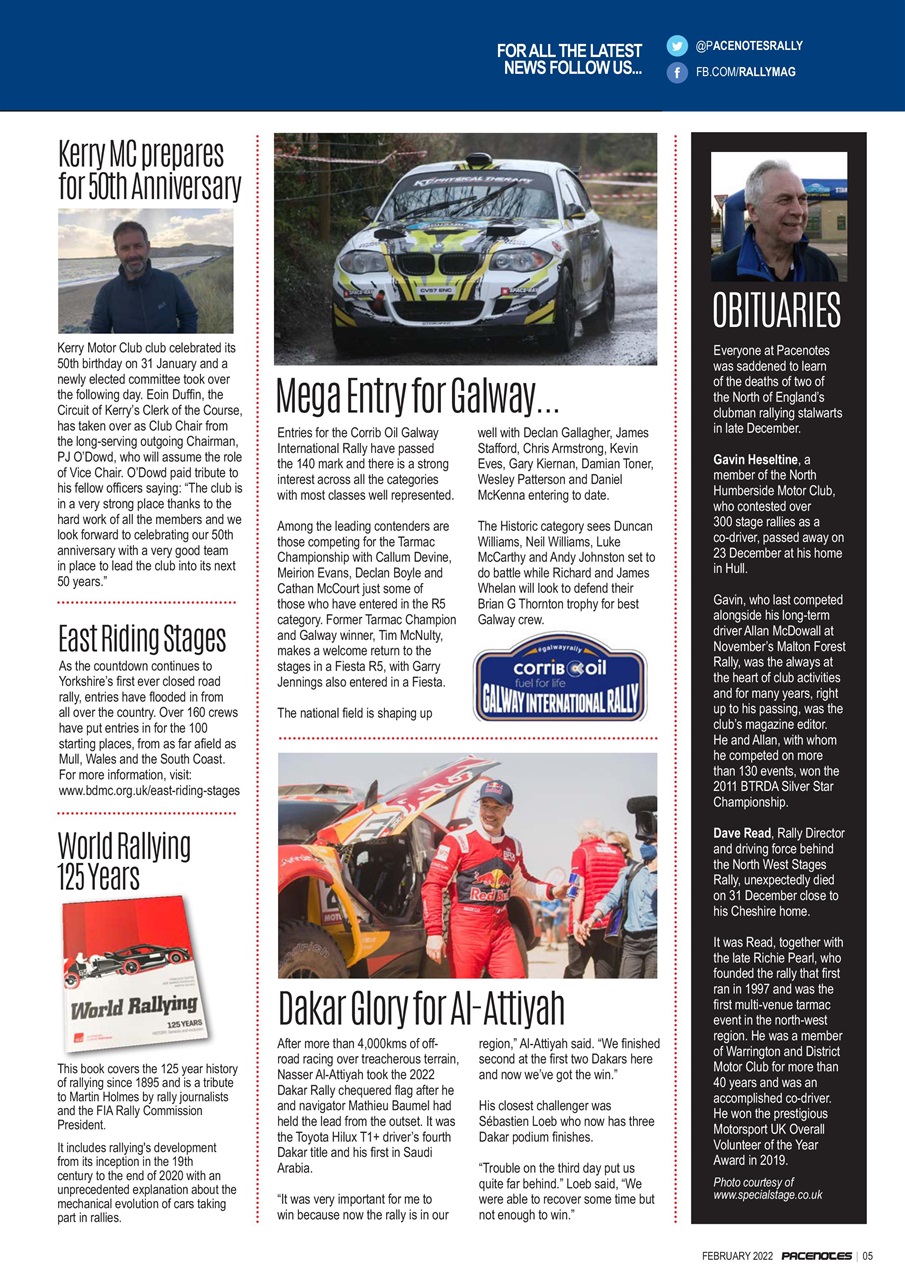 Pacenotes Rally magazine - Issue 191 - Feb 2022 Back Issue