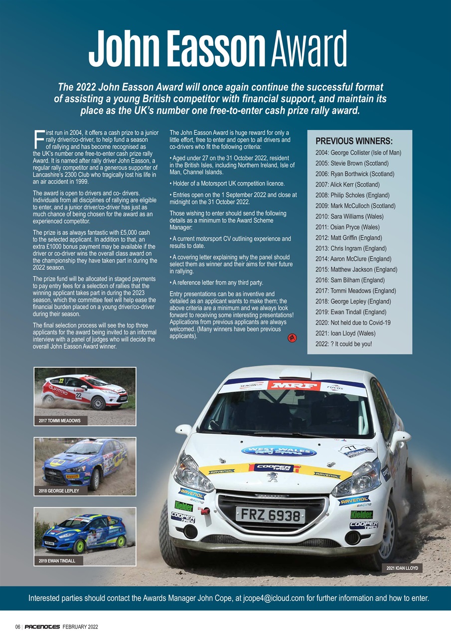 Pacenotes Rally magazine - Issue 191 - Feb 2022 Back Issue