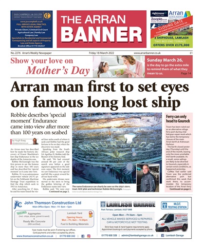 Arran Banner Magazine - 18 March 2022 Back Issue