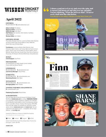 Wisden Cricket Monthly Magazine - April 2022 Subscriptions | Pocketmags