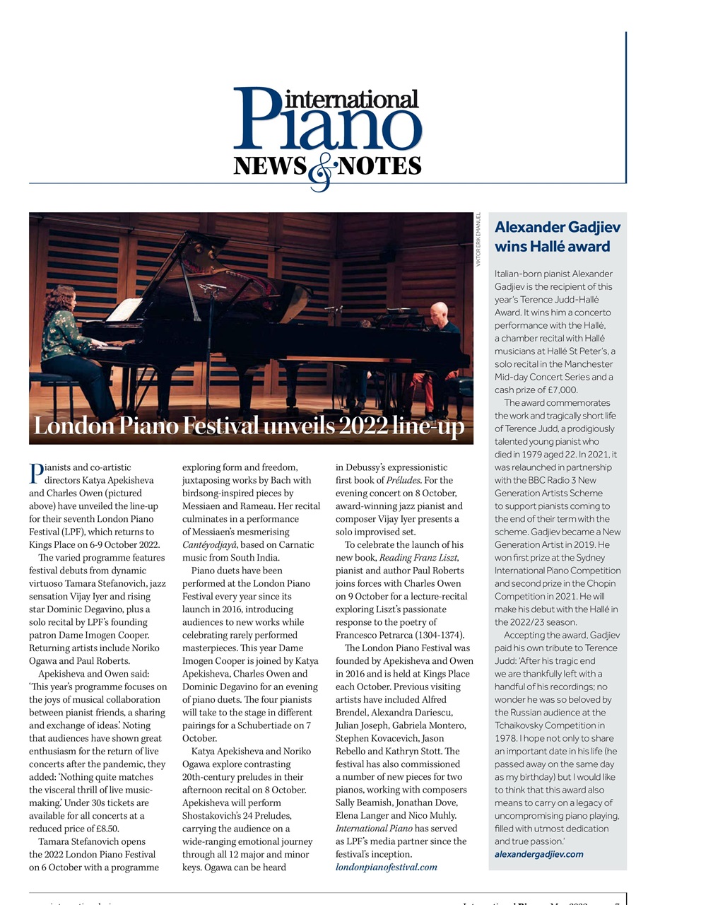 International Piano Magazine - May 2022 Back Issue