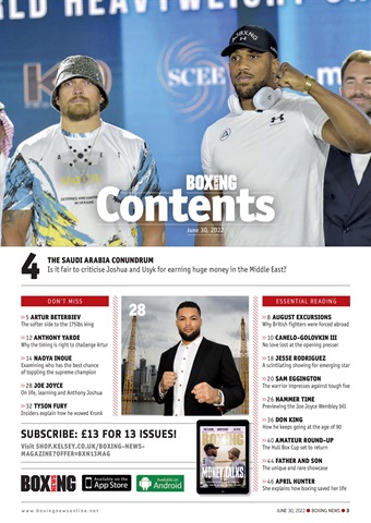 Boxing News Magazine - June 30 2022 Subscriptions | Pocketmags