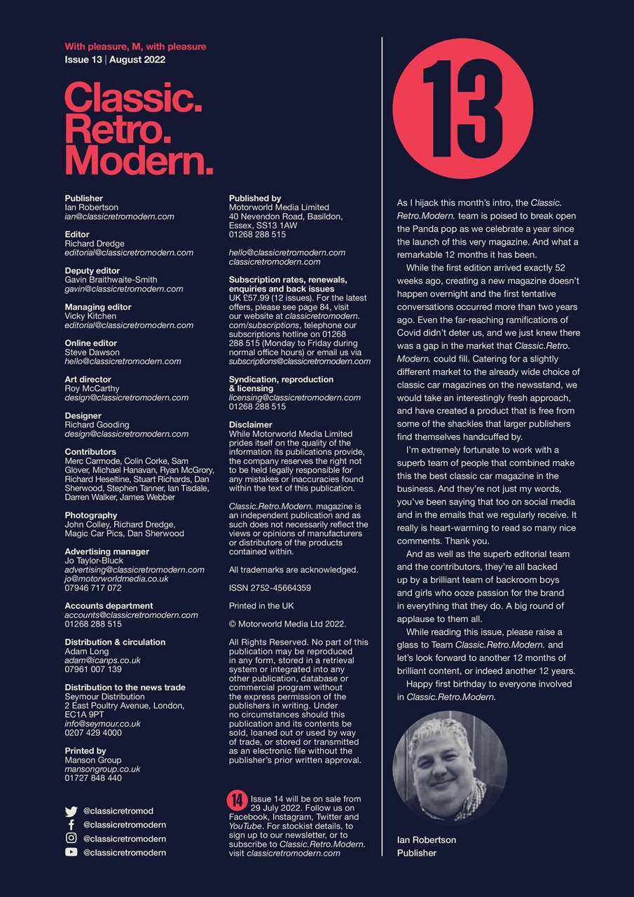 Classic.Retro.Modern. Magazine - August 2022 Subscriptions | Pocketmags