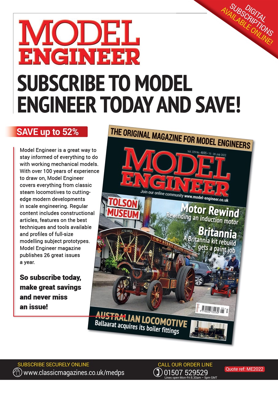 Model Engineer Magazine - 4695 Subscriptions | Pocketmags