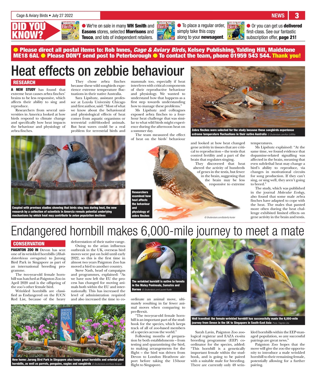 Cage & Aviary Birds Magazine - July 27th 2022 Subscriptions | Pocketmags