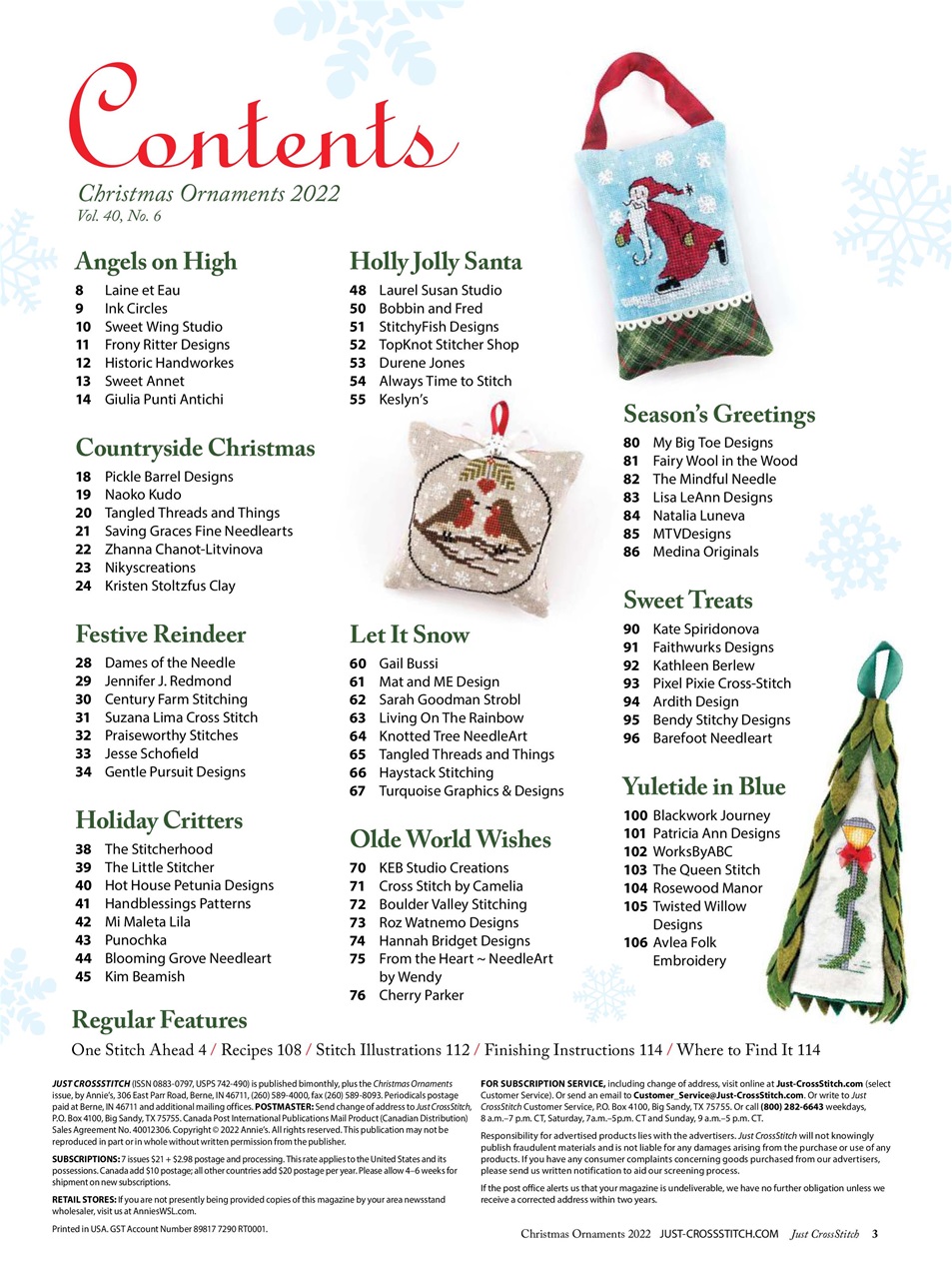 Just CrossStitch Magazine - Ornaments Winter 2022 Subscriptions ...