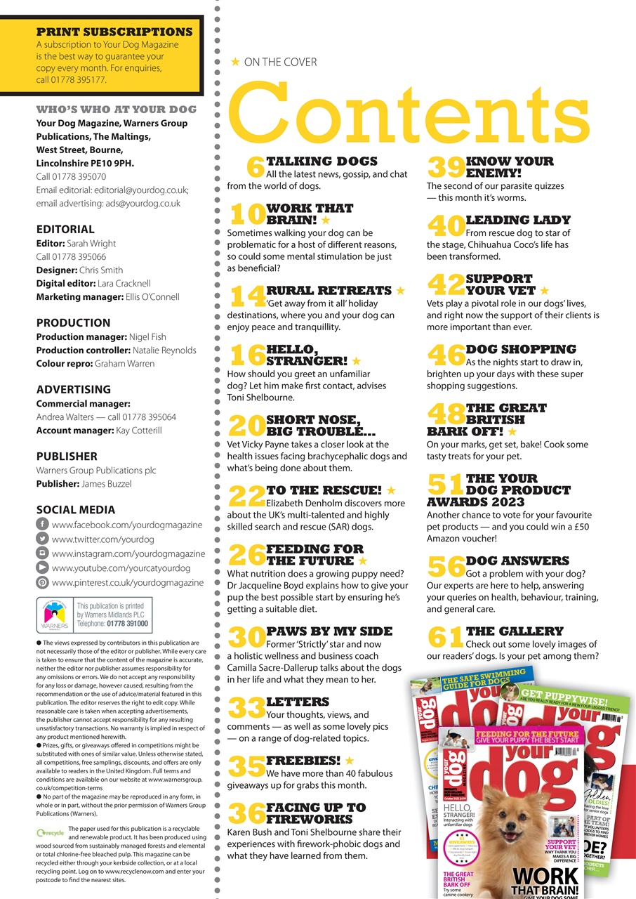 Your Dog Magazine - Your Dog Magazine October 2022 Back Issue