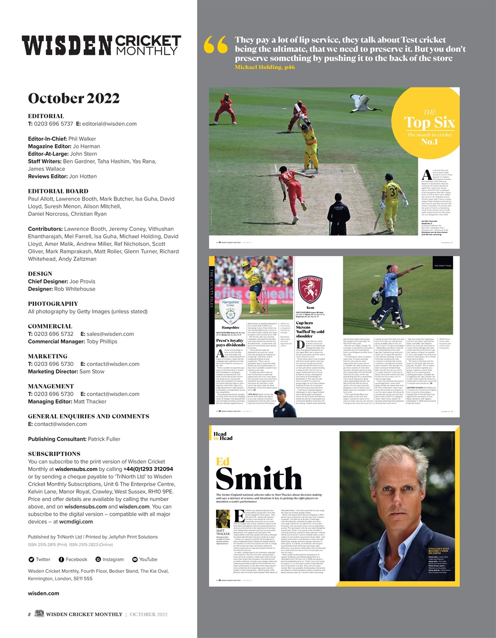 Wisden Cricket Monthly Magazine - October 2022 Back Issue