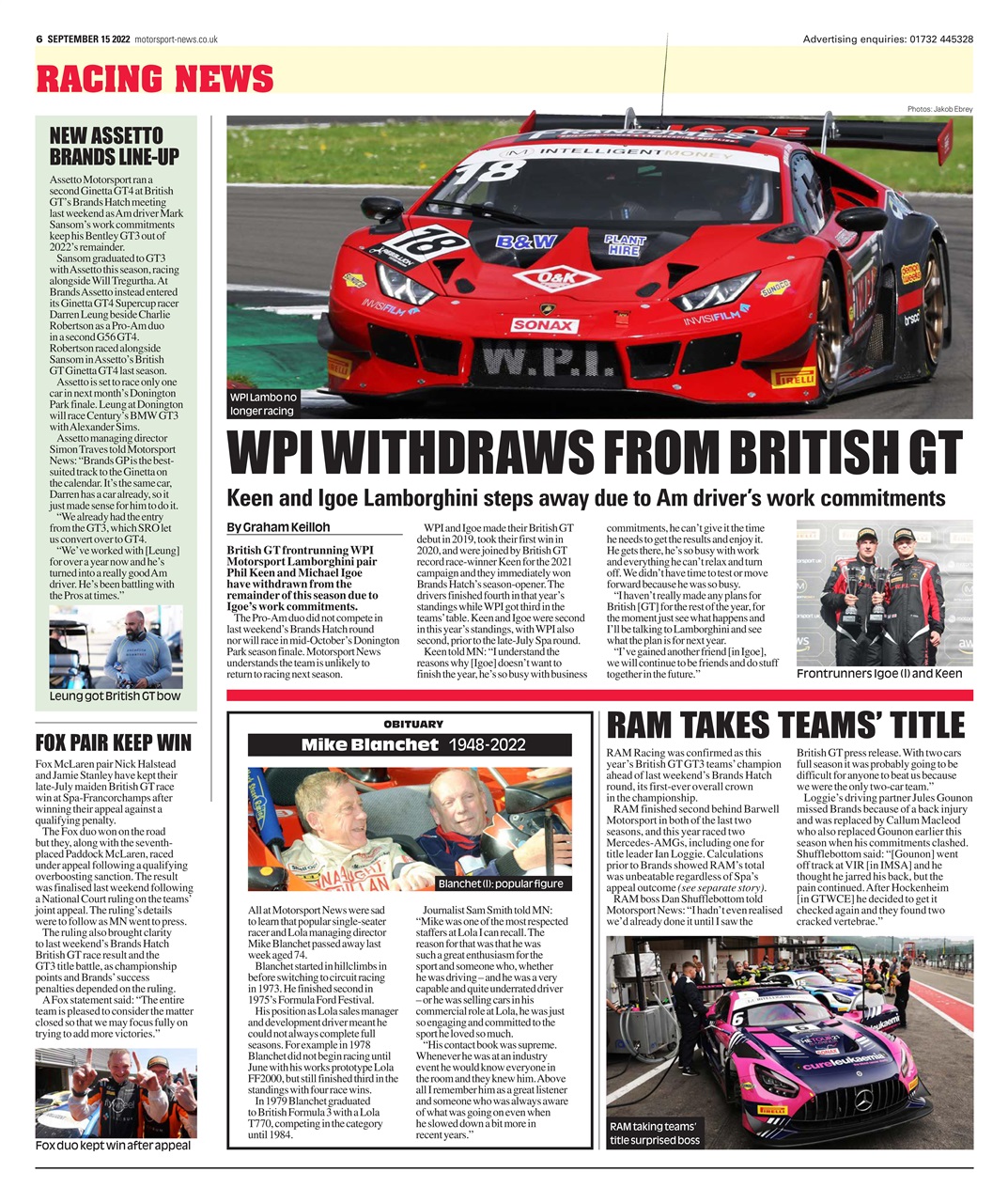 Motorsport News Magazine - 15-Sep-22 Back Issue
