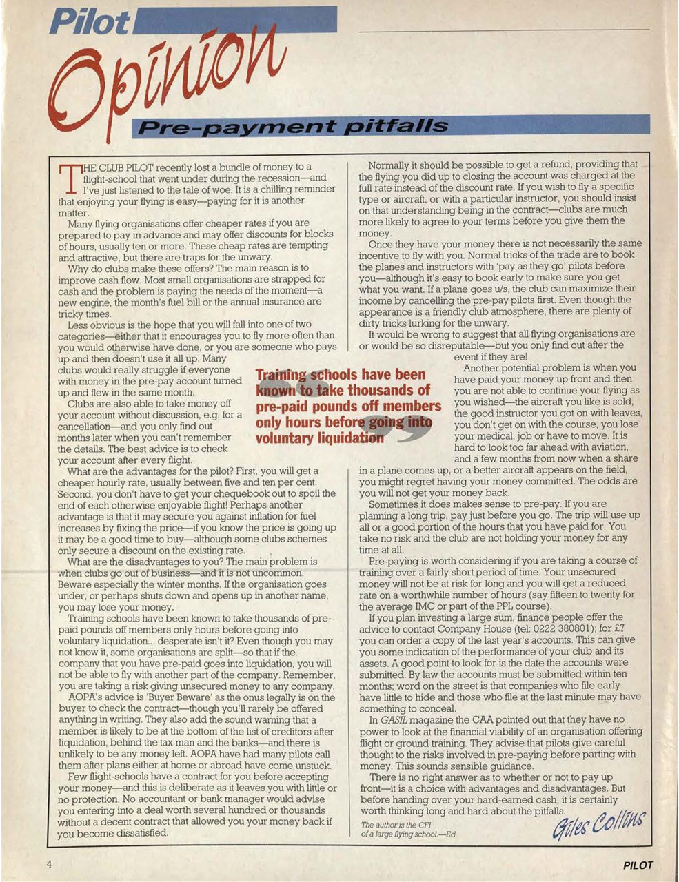 Pilot Magazine - April 1995 Back Issue