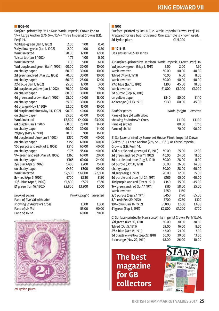 Stamp Magazine - British Stamp Market Values 2017 Special Issue